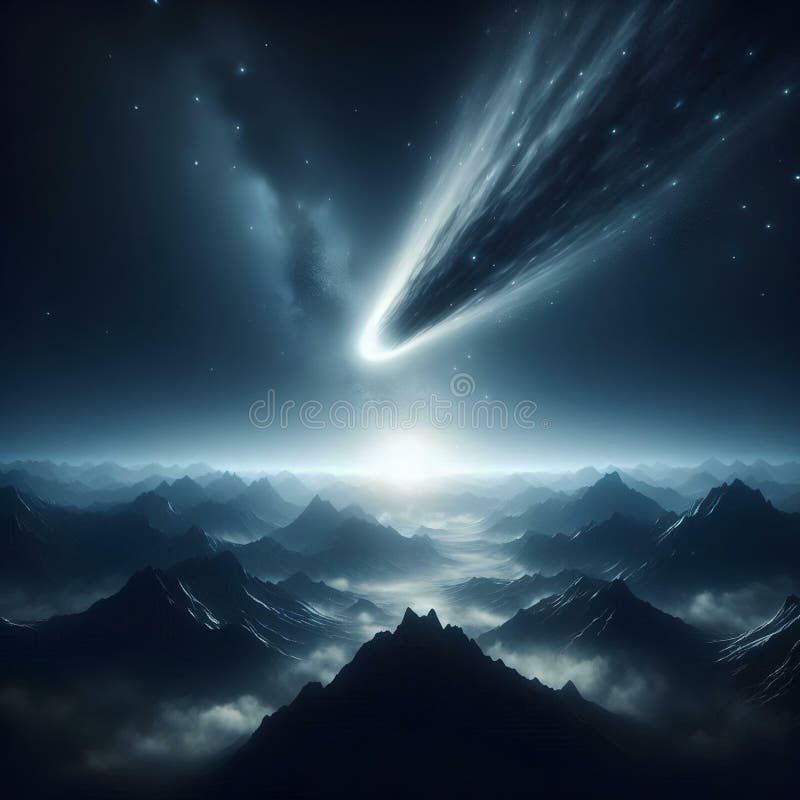 Image of a Comet Hitting the Planet Stock Illustration - Illustration ...