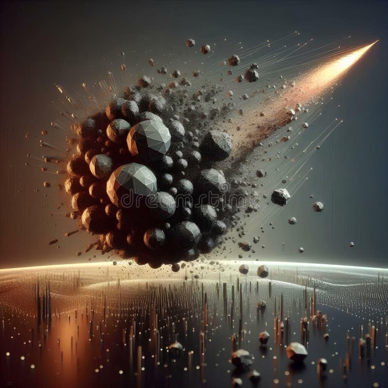 Image of a Comet Hitting the Planet Stock Illustration - Illustration ...