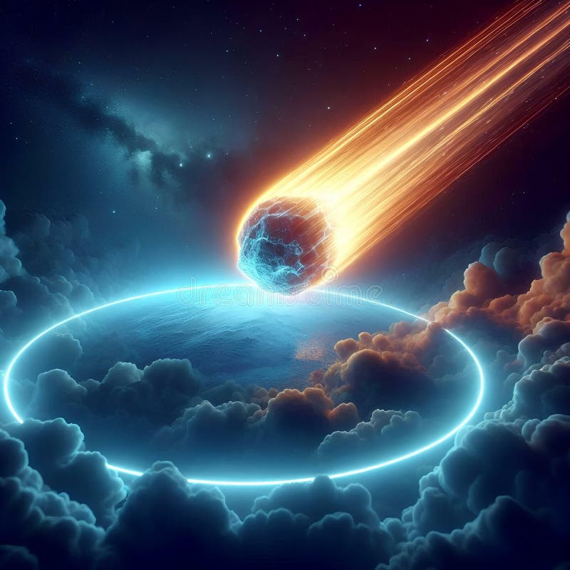 Image of a Comet Hitting the Planet Stock Illustration - Illustration ...