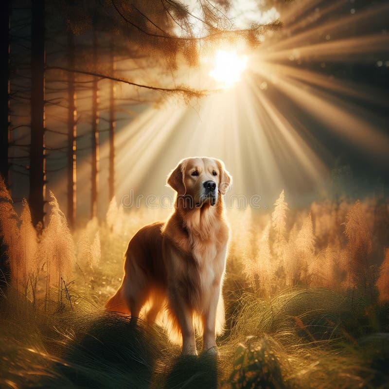 Cinematic Image of a Dog Under the Light Stock Illustration ...