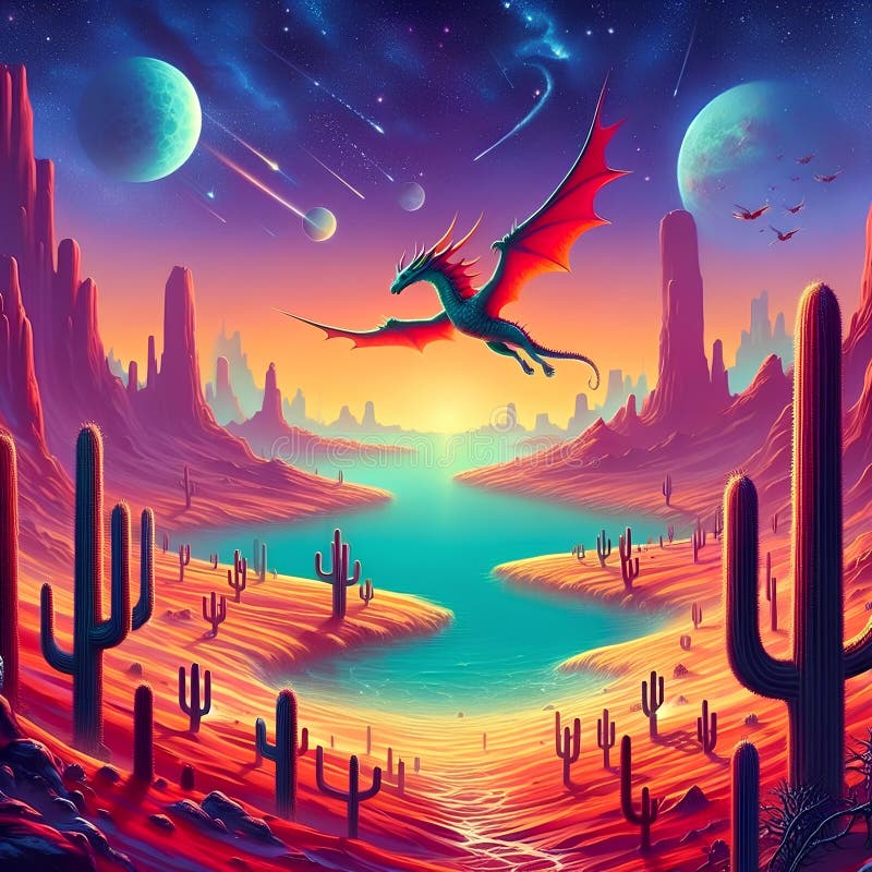 Drawing of Dragons in Another World 3 Stock Illustration - Illustration ...