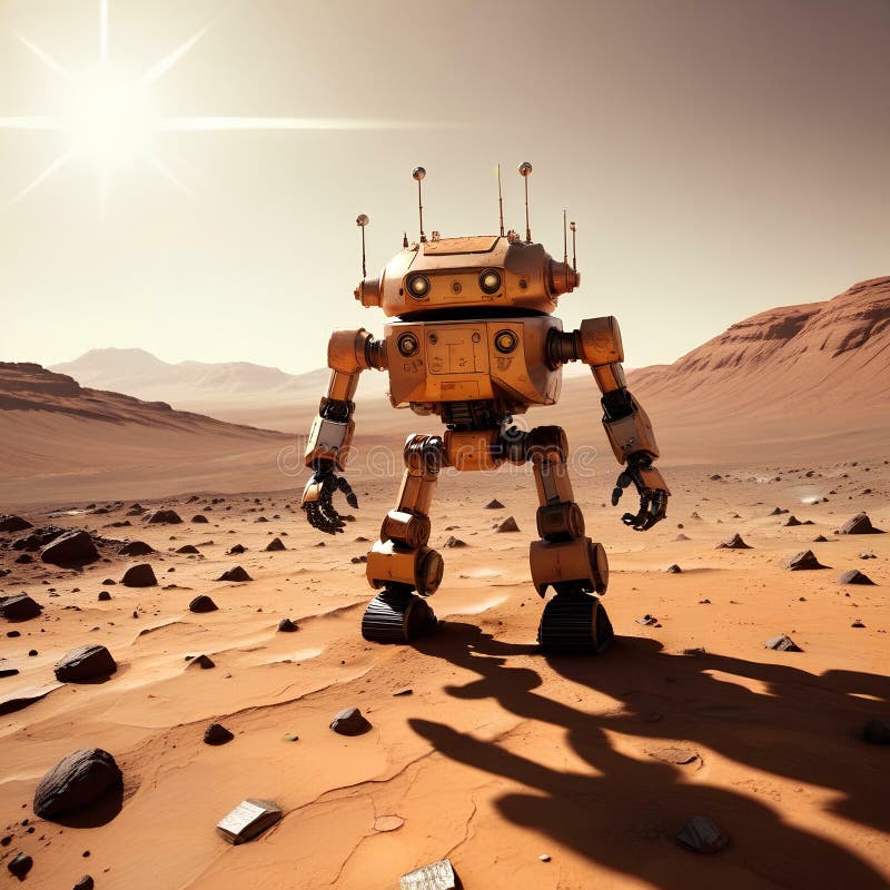 Artistic Illustration of a Robot on Mars Stock Illustration ...