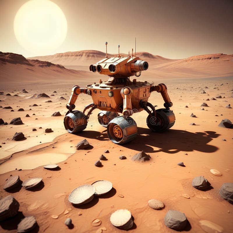 Artistic Illustration of a Robot on Mars Stock Illustration ...