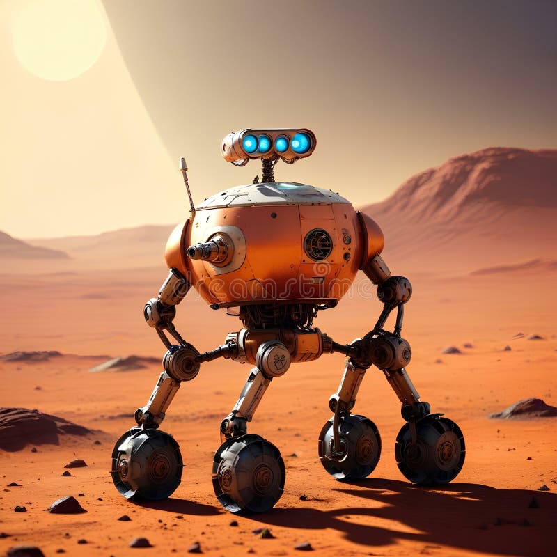 Artistic Illustration of a Robot on Mars Stock Illustration ...