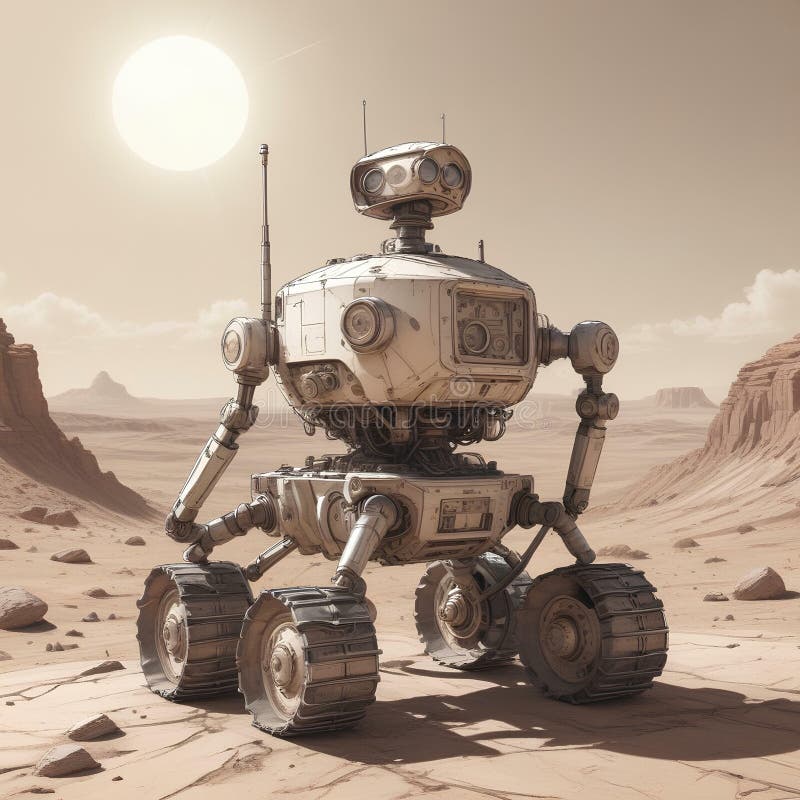 Artistic Illustration of a Robot on Mars Stock Illustration ...