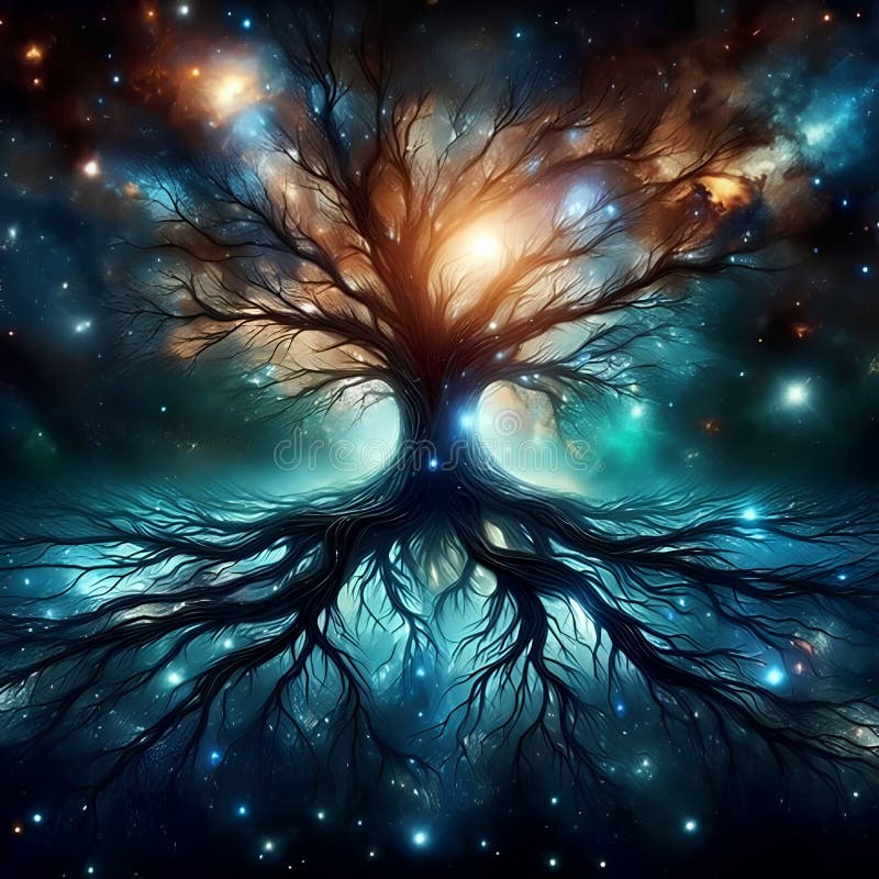 Illustration of a Large Tree with Its Roots Exposed Stock Illustration ...