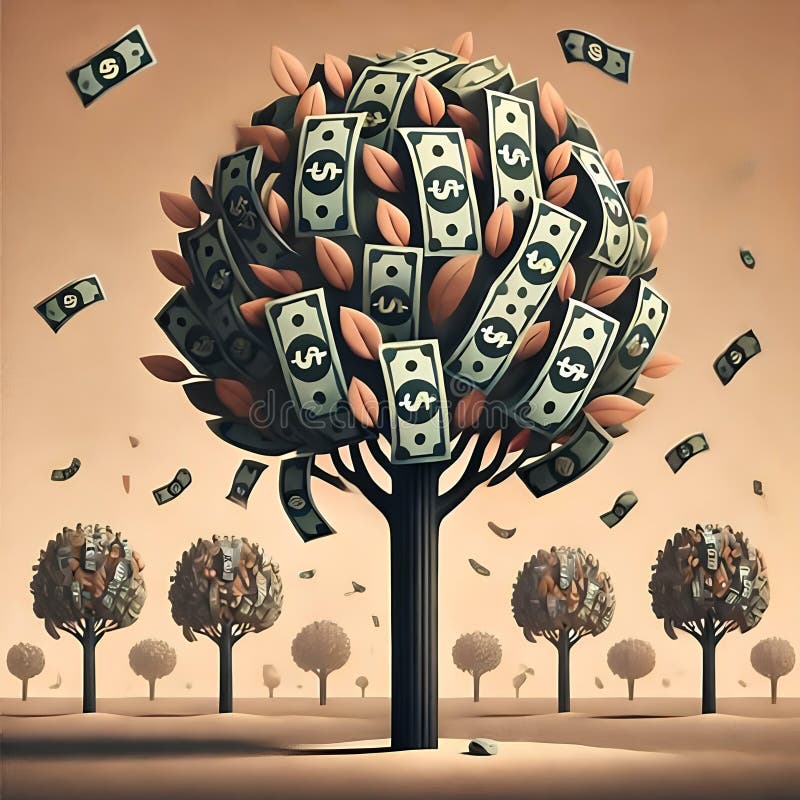 Artistic Illustration of a Money Tree Stock Illustration - Illustration ...