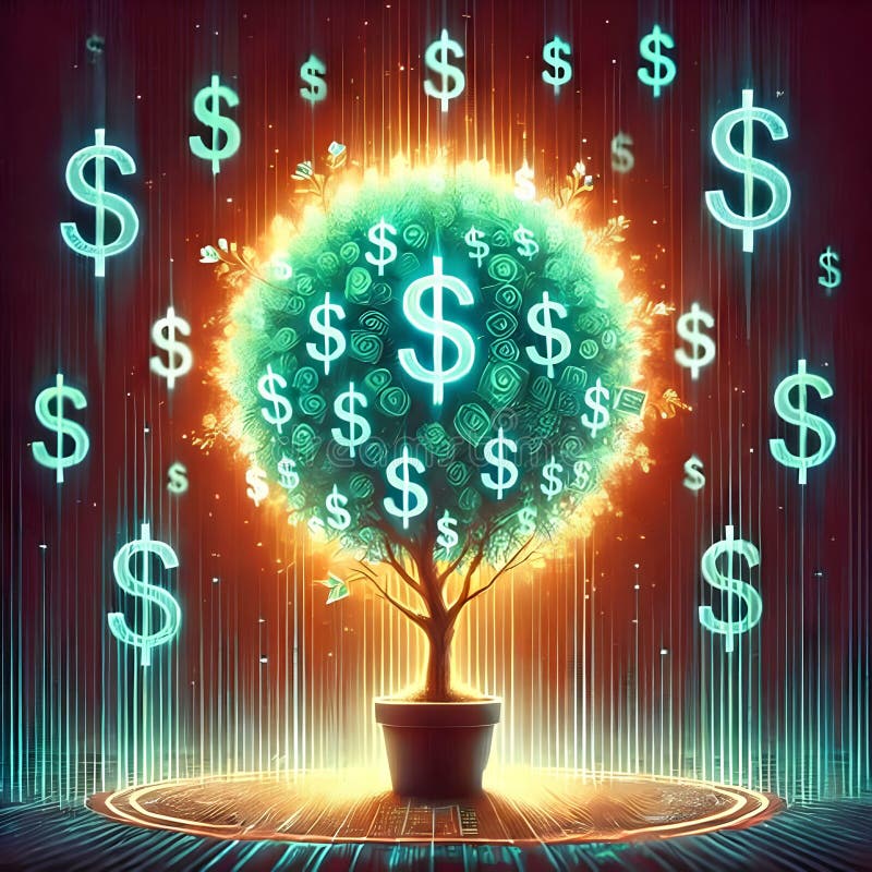 Artistic Illustration of a Money Tree Stock Image - Image of fortune ...