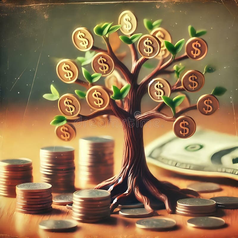 Artistic Illustration of a Money Tree Stock Image - Image of management ...
