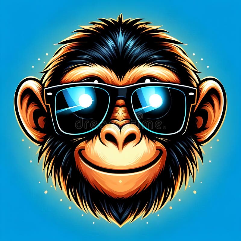 The Face of a Monkey Smiling Stock Illustration - Illustration of ...