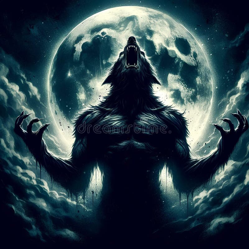 Illustration of a Werewolf in the Full Moon Stock Illustration ...