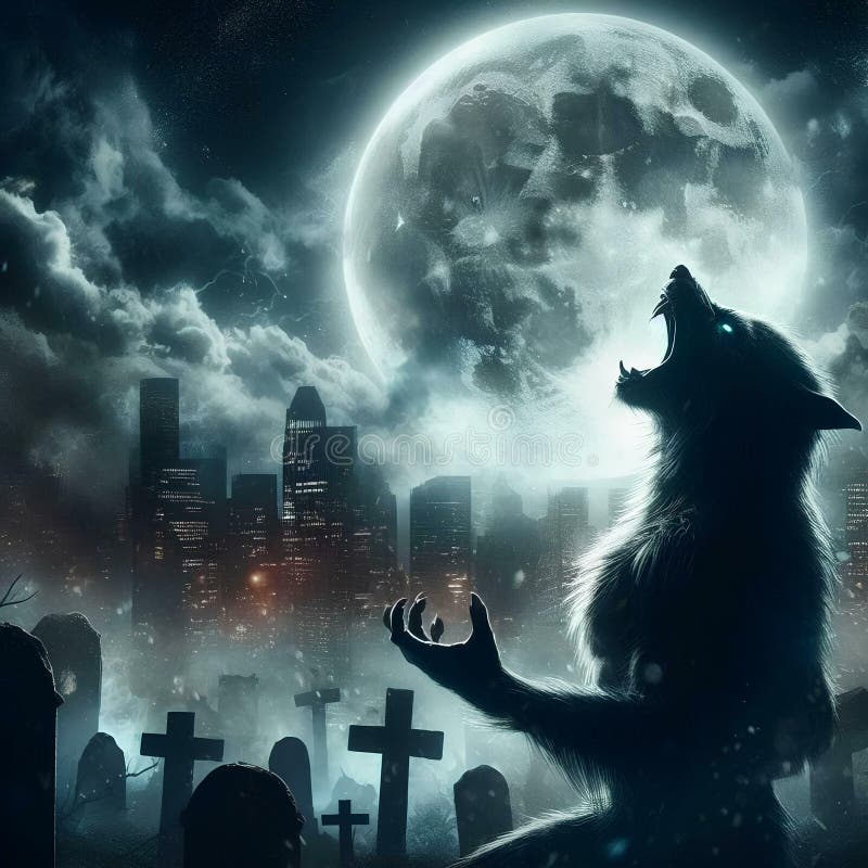 Illustration of a Werewolf in the Full Moon Stock Illustration ...