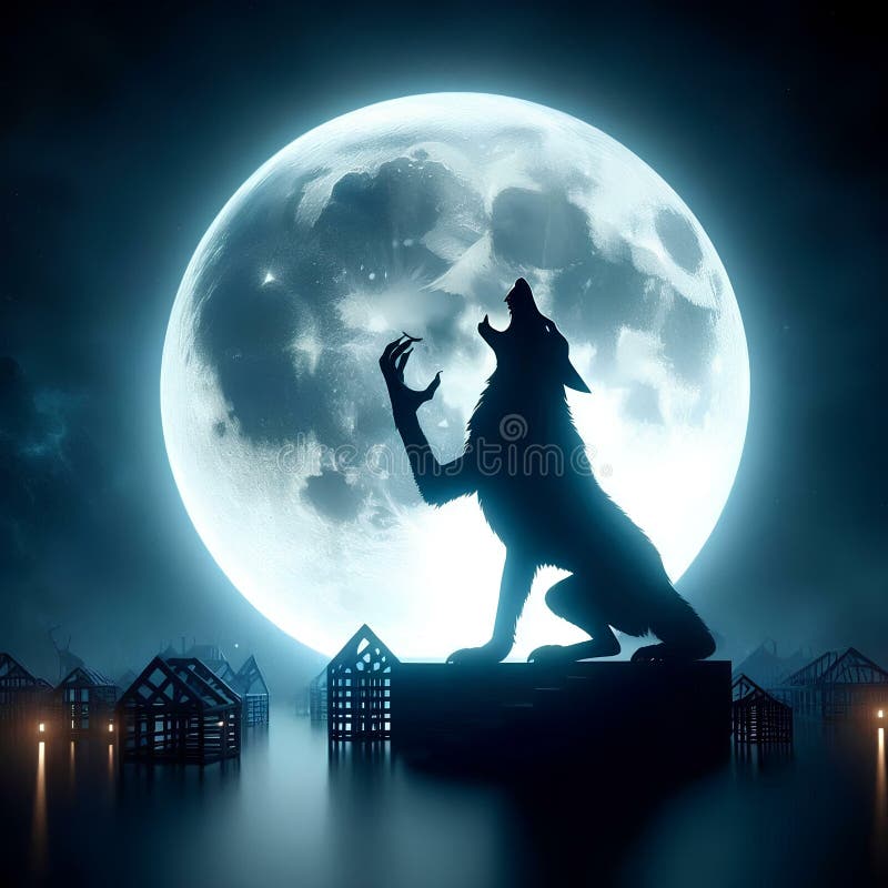 Illustration of a Werewolf in the Full Moon Stock Illustration ...