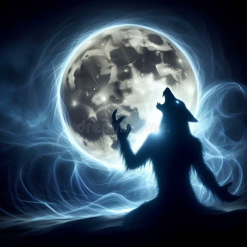 Illustration of a Werewolf in the Full Moon Stock Illustration ...