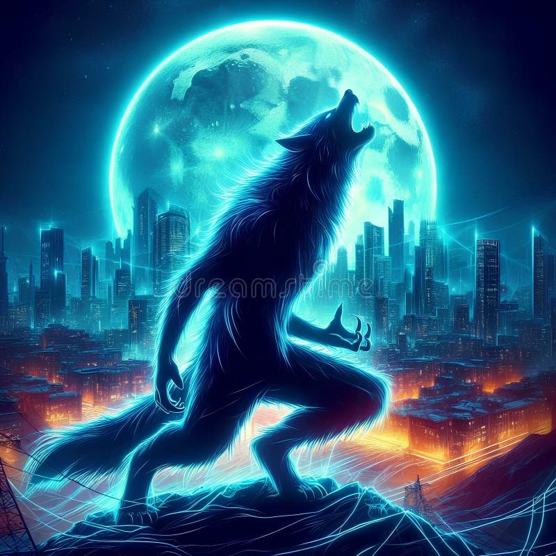 Illustration of a Werewolf in the Full Moon Stock Illustration ...