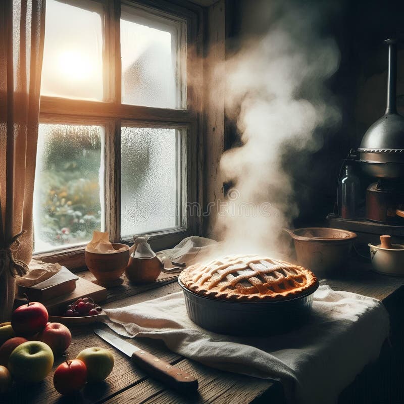Nostalgic Image of a Pie in the Window Stock Photo - Image of cooling ...