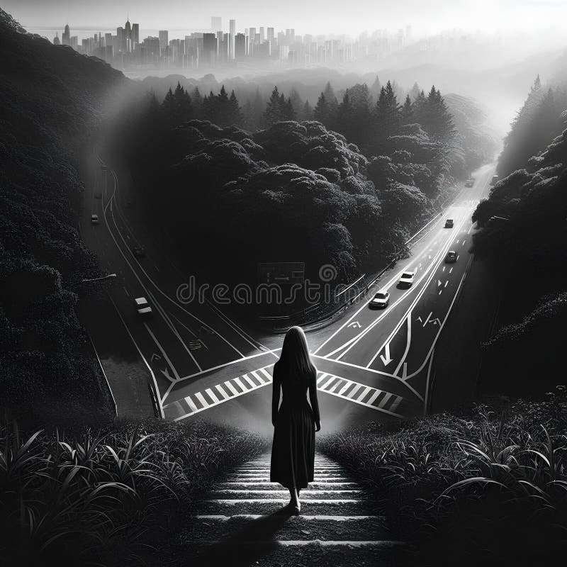 Artistic Illustration about Ambiguity and Choices Stock Illustration ...