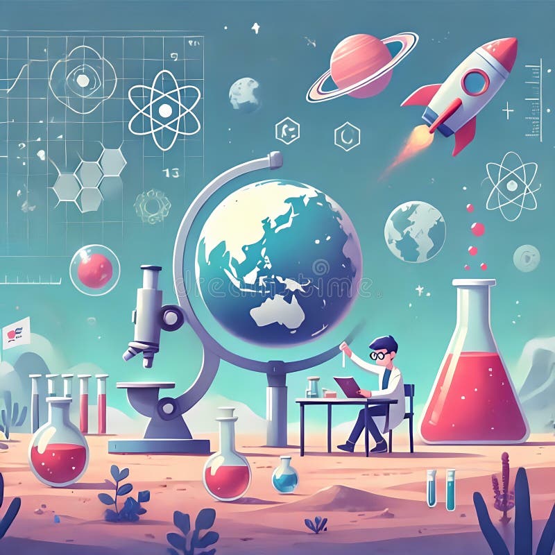 Illustration about the Science Developed by Humanity Stock Illustration ...