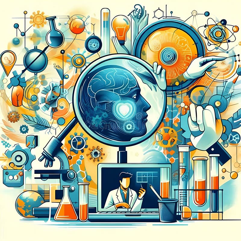 Illustration about the Science Developed by Humanity Stock Illustration ...
