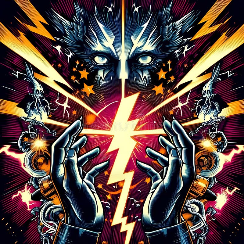 Illustration an Entity with the Power of Thunder Stock Illustration - Illustration of cosmic ...