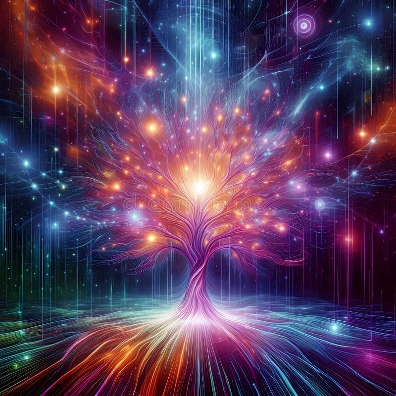 Creative Image of a Tree with Light Effect Stock Image - Image of ...