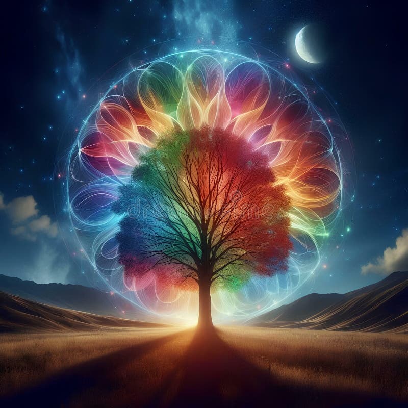 Creative Image of a Tree with Light Effect Stock Photo - Image of tree ...