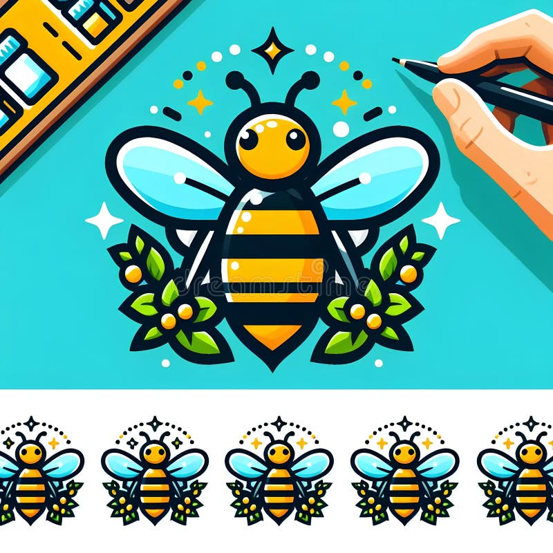 Bee Digital and Vector Illustration 3 Stock Illustration - Illustration ...