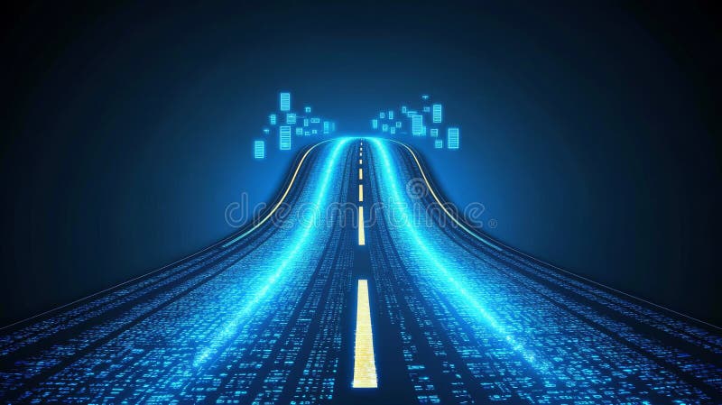 A Graphic Representation of Digital Data Flowing on a Road, Embodying ...