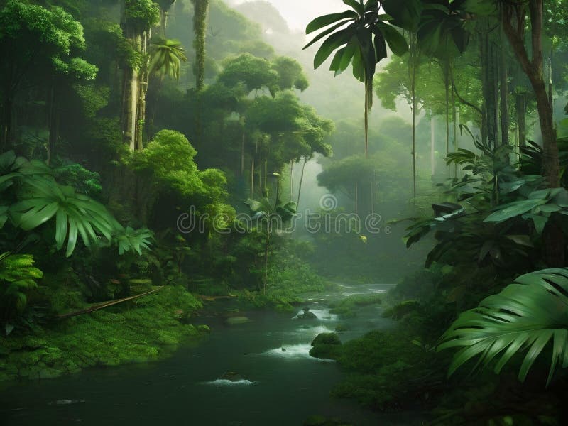 Drawing of an Undisturbed Tropical Forest 9 Stock Illustration ...