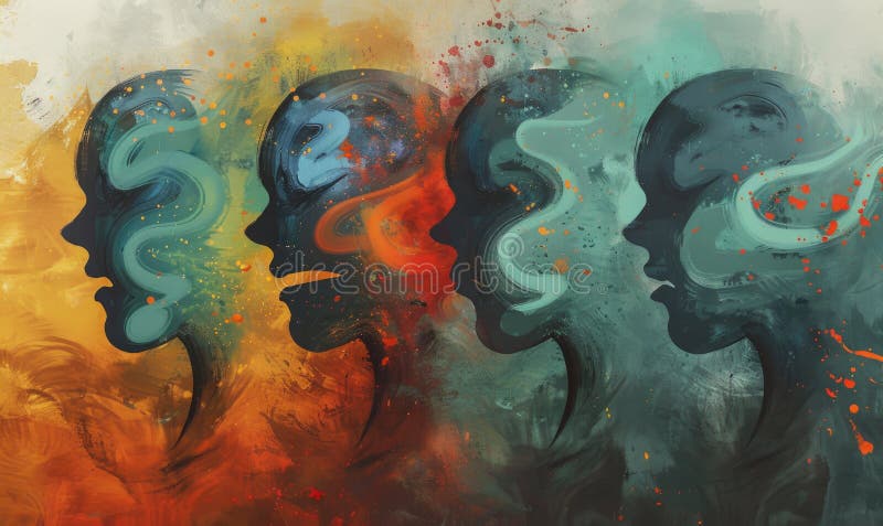 Graphic Representation of Stirring Emotions: Anxiety, Joy, Sorrow Stock ...