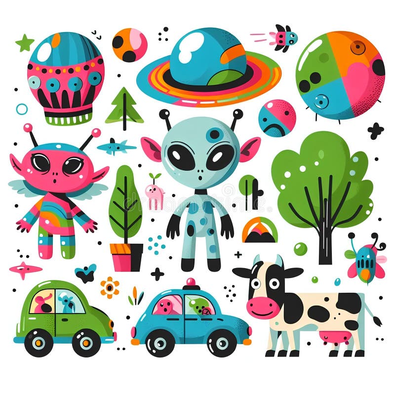 Vector Image of Aliens on Earth Stock Illustration - Illustration of ...