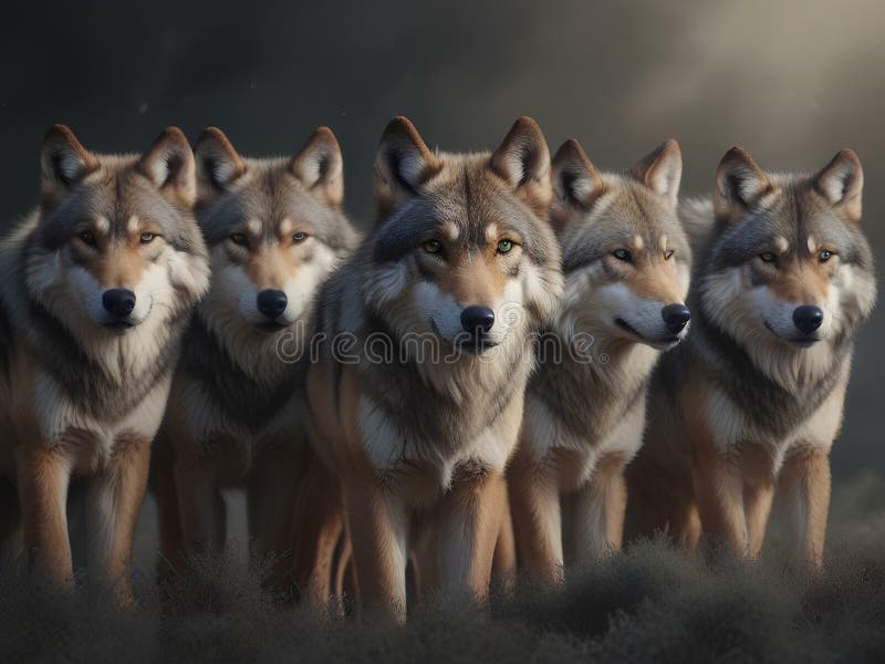 Illustration of a Pack of Wolves 4 Stock Illustration - Illustration of ...