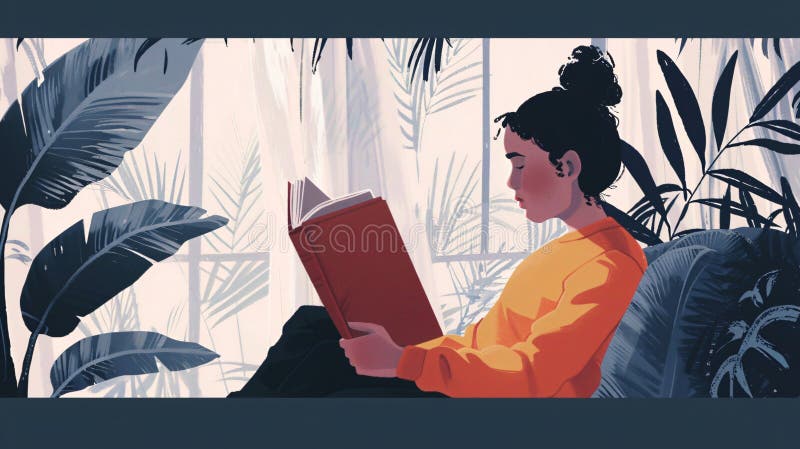 Graphic Representation of a Woman Reading Stock Image - Image of read ...