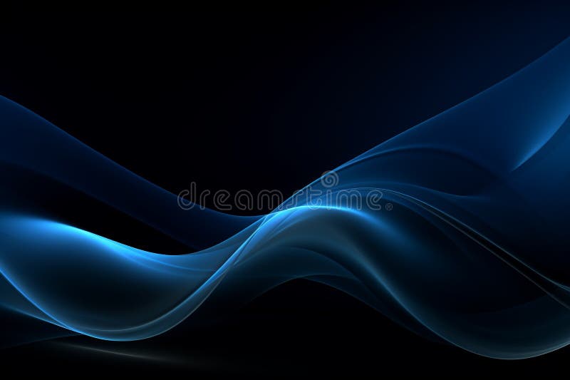 Abstract Blue Waves on Black Background Illustration Stock Illustration ...