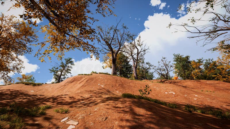 Forest Environment in Autumn. 3d Rendering Stock Illustration ...