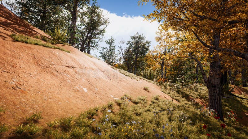 Forest Environment in Autumn. 3d Rendering Stock Illustration ...