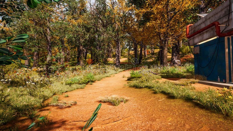 Forest Environment in Autumn. 3d Rendering Stock Image - Image of ...