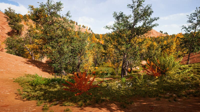 Forest Environment in Autumn. 3d Rendering Stock Illustration ...
