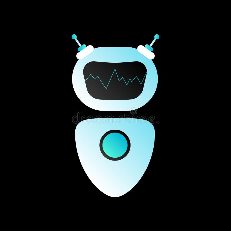 Graphic Robot on Black Background. Isolated Design Element Stock Vector ...