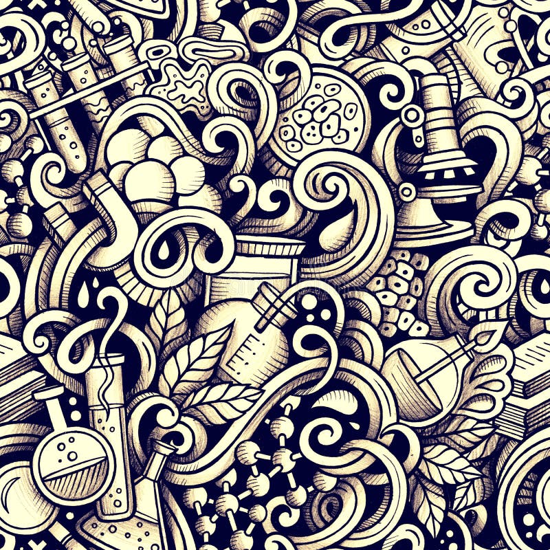 Doodle Science Lab Objects Seamless Pattern Stock Illustrations – 74 ...