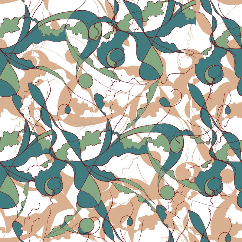 Graphic Seamless Pattern of Intertwining Lines and Shapes. Vector ...