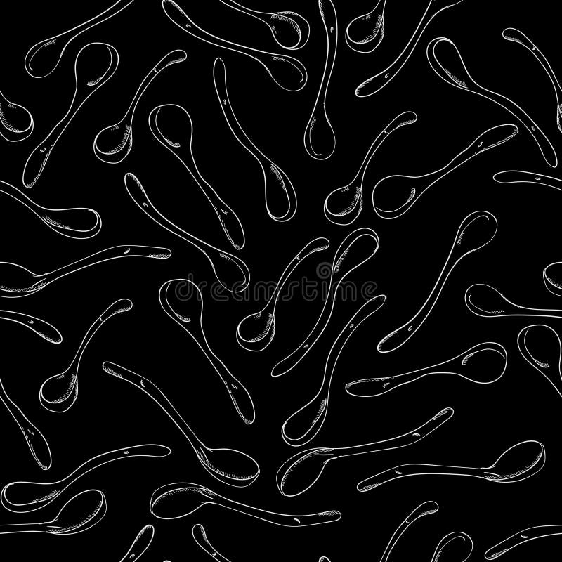 Graphic Seamless Pattern with Spoon Stock Illustration - Illustration ...
