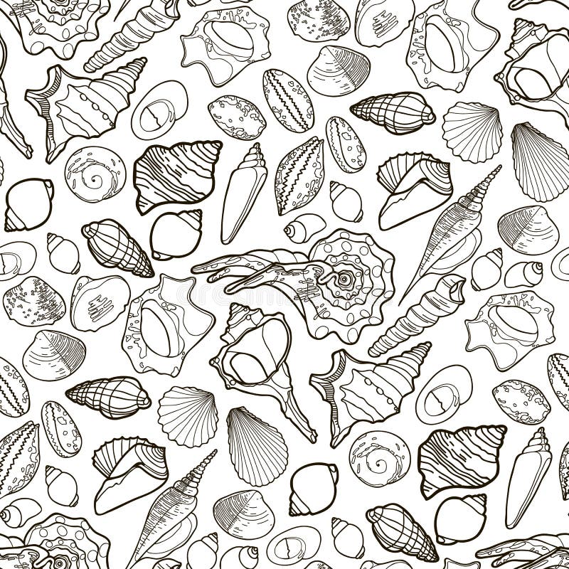 Graphic seashells pattern stock vector. Illustration of beach - 69180827