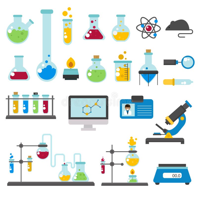 Graphic Set Chemical Laboratory Science Flat Vector. Stock Vector ...