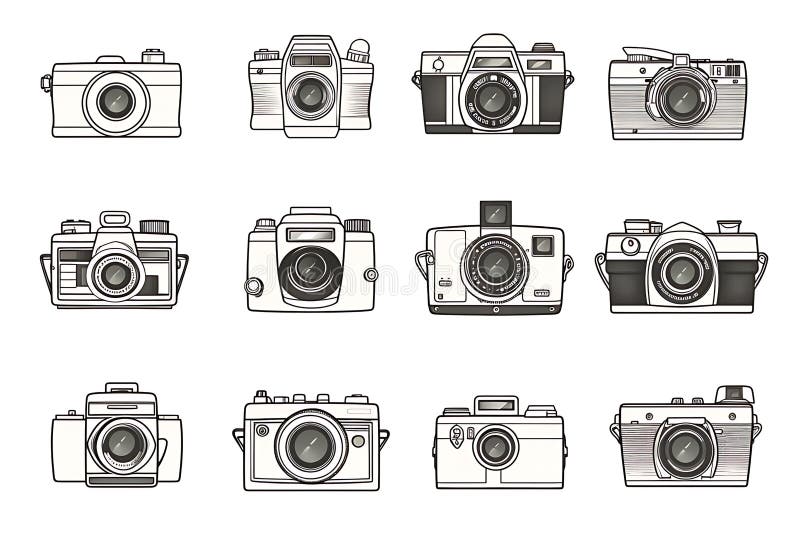 Graphic Set of Retro Camera Create with Generative AI Stock ...