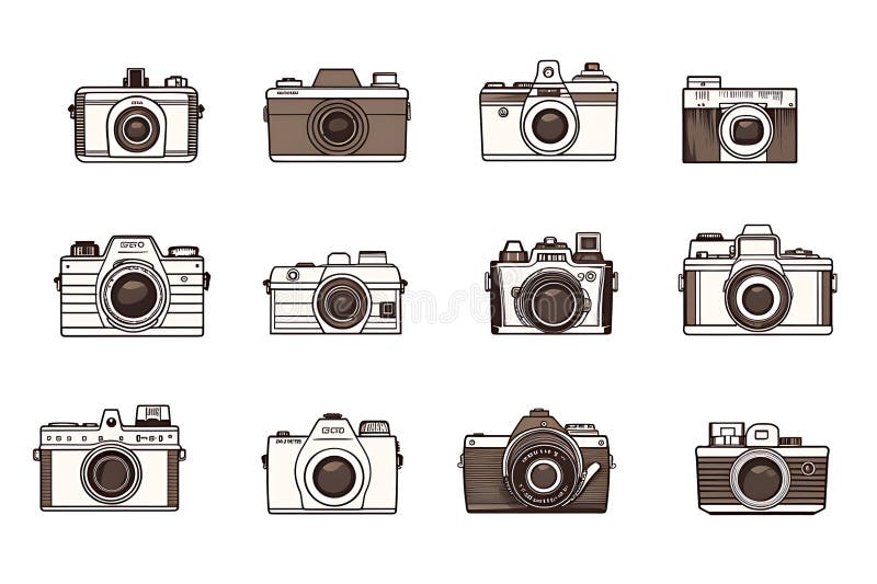 Graphic Set of Retro Camera Create with Generative AI Stock ...