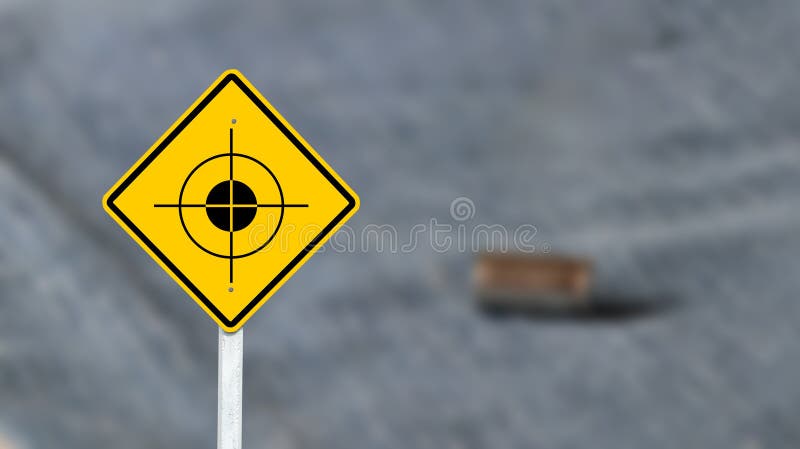 The Graphic of Shooting Field on Yellow Sign with Blurred Bullets and ...