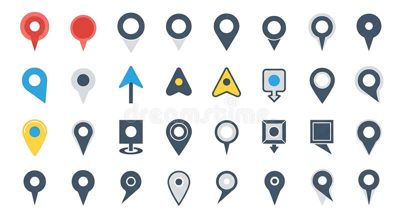 Flat Design Vector Set of Diverse Location Pins Stock Illustration ...