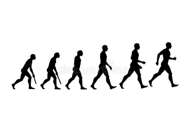 Human Evolution Silhouette Stages Stock Illustration - Illustration of ...