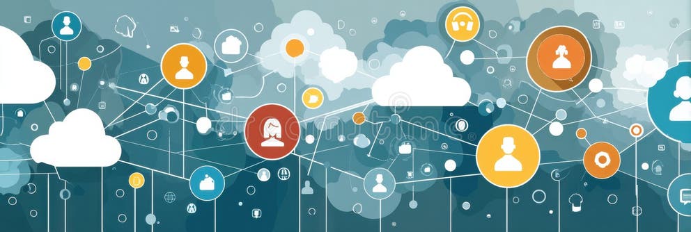 Connected Users and Cloud Icons Create a Network Illustration ...